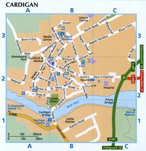 Cardigan UK city map with sights Tourist street map Where is Cardigan ...