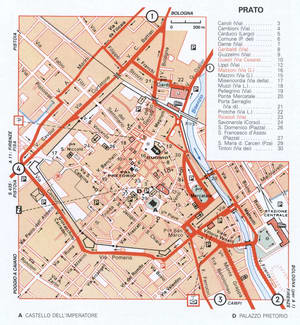 Prato map with attractions. Tourist map of Prato, Italy. Printable ...
