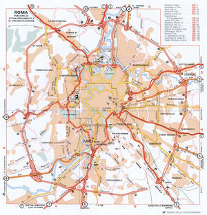Roma city map with local sights. Map of Roma streets with beautiful ...