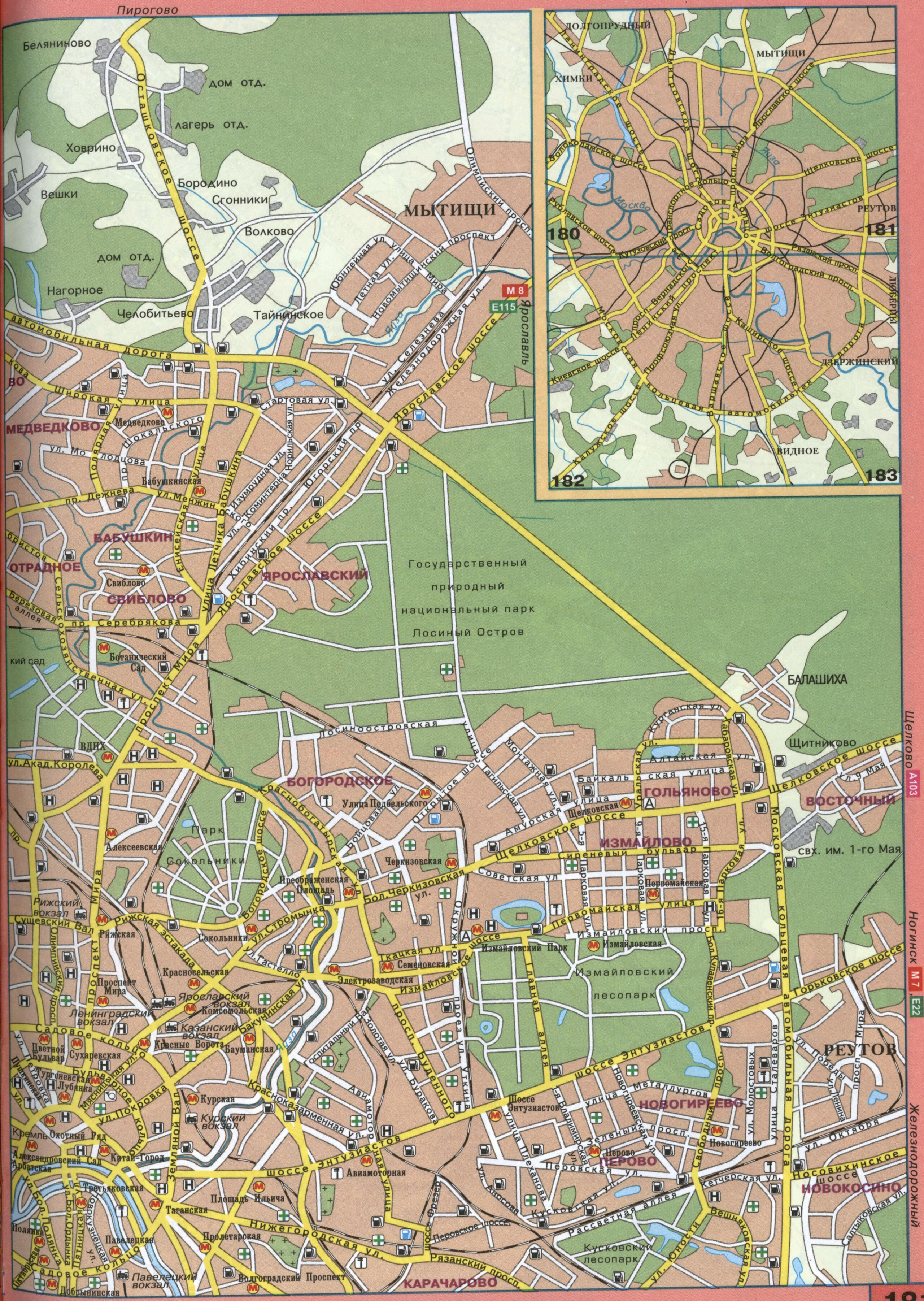 Moscow city map with attractions. Tourist map of Moscow, Russia ...