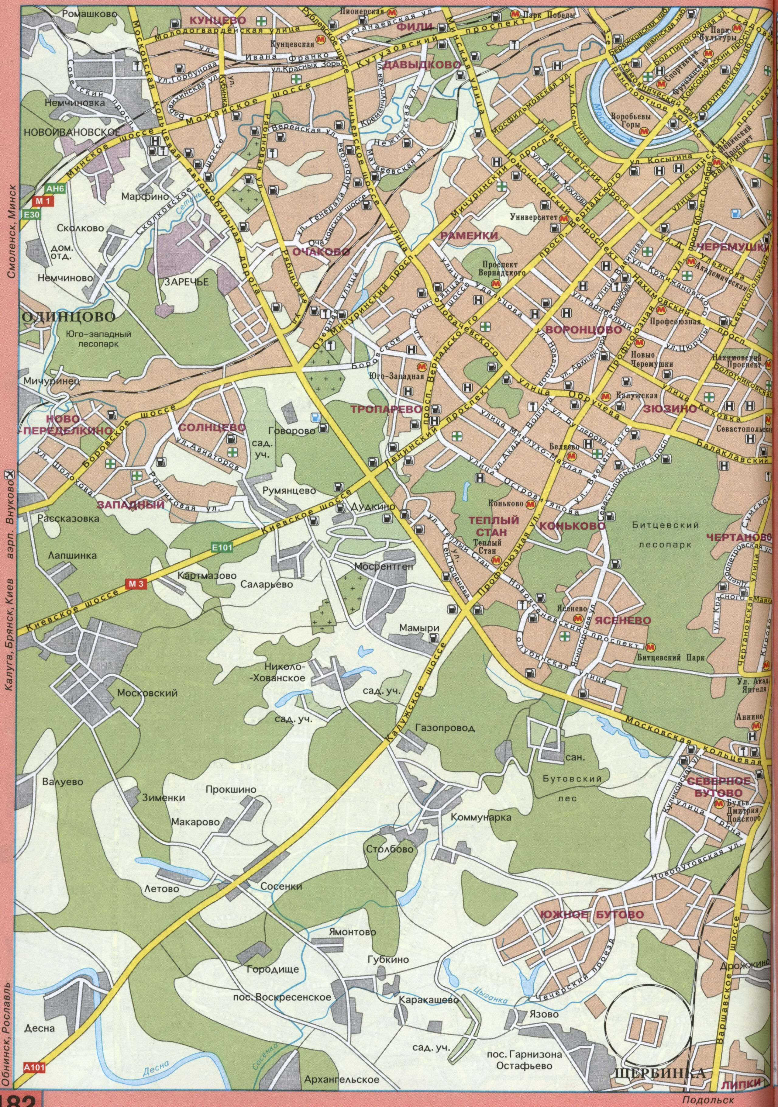 Moscow city map with attractions. Tourist map of Moscow, Russia ...