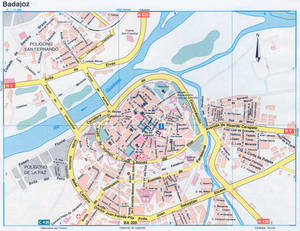 Badajoz city map with attractions. Where is Badajoz in Spain. Badajoz ...