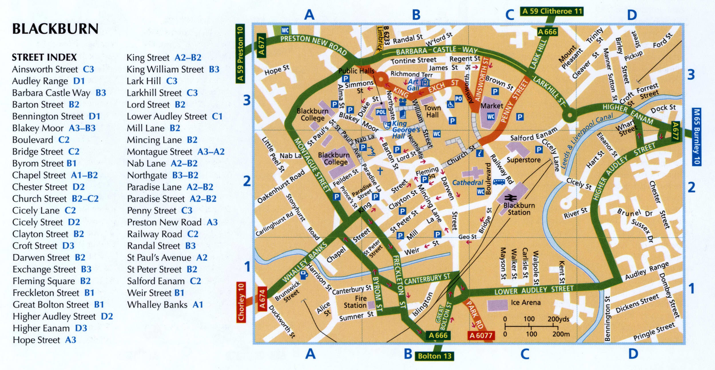 Blackburn UK city map with sights Tourist street map Where is Blackburn ...