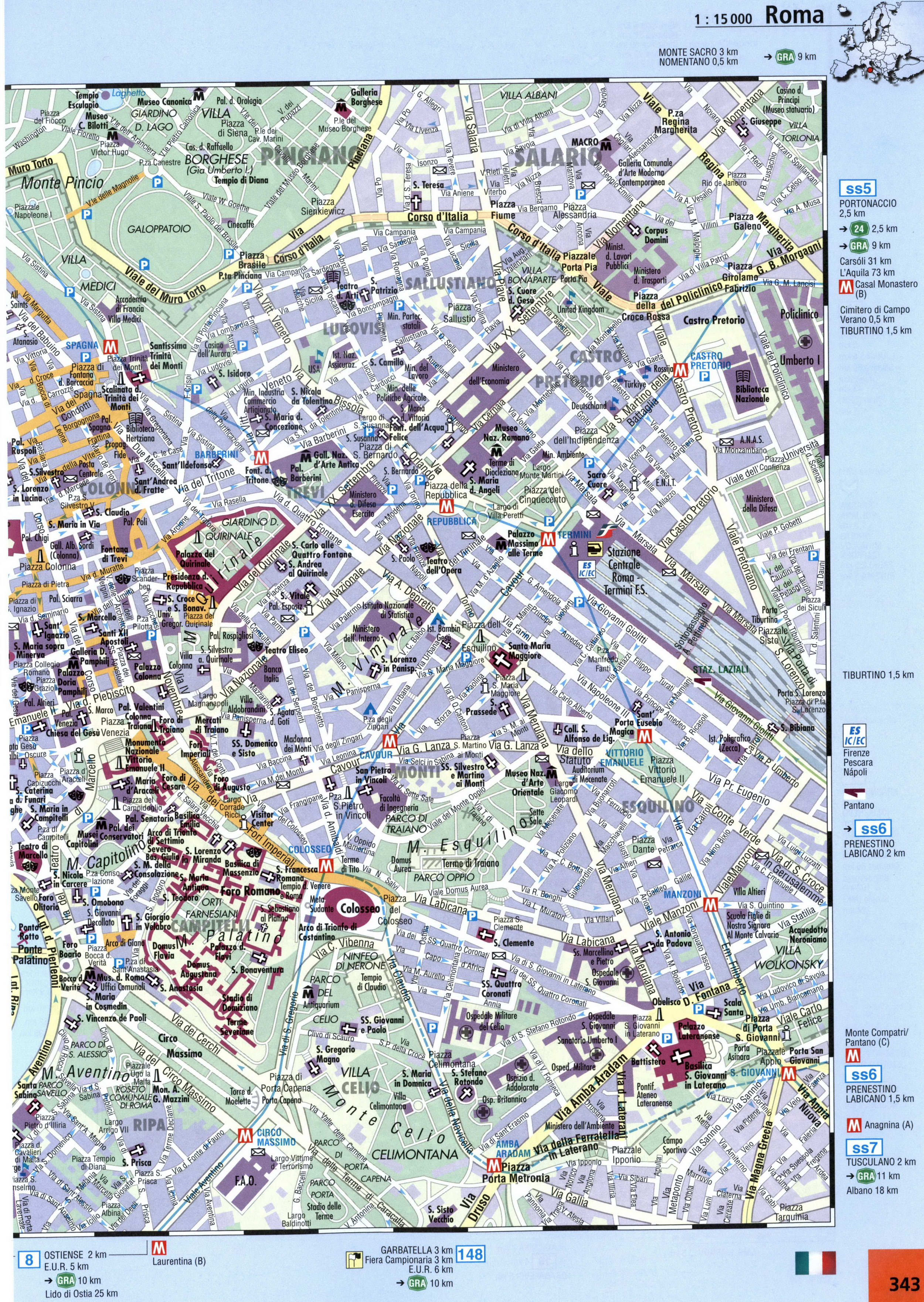 Rome city map attractions Tourist map Rome Printable map PDF format ...