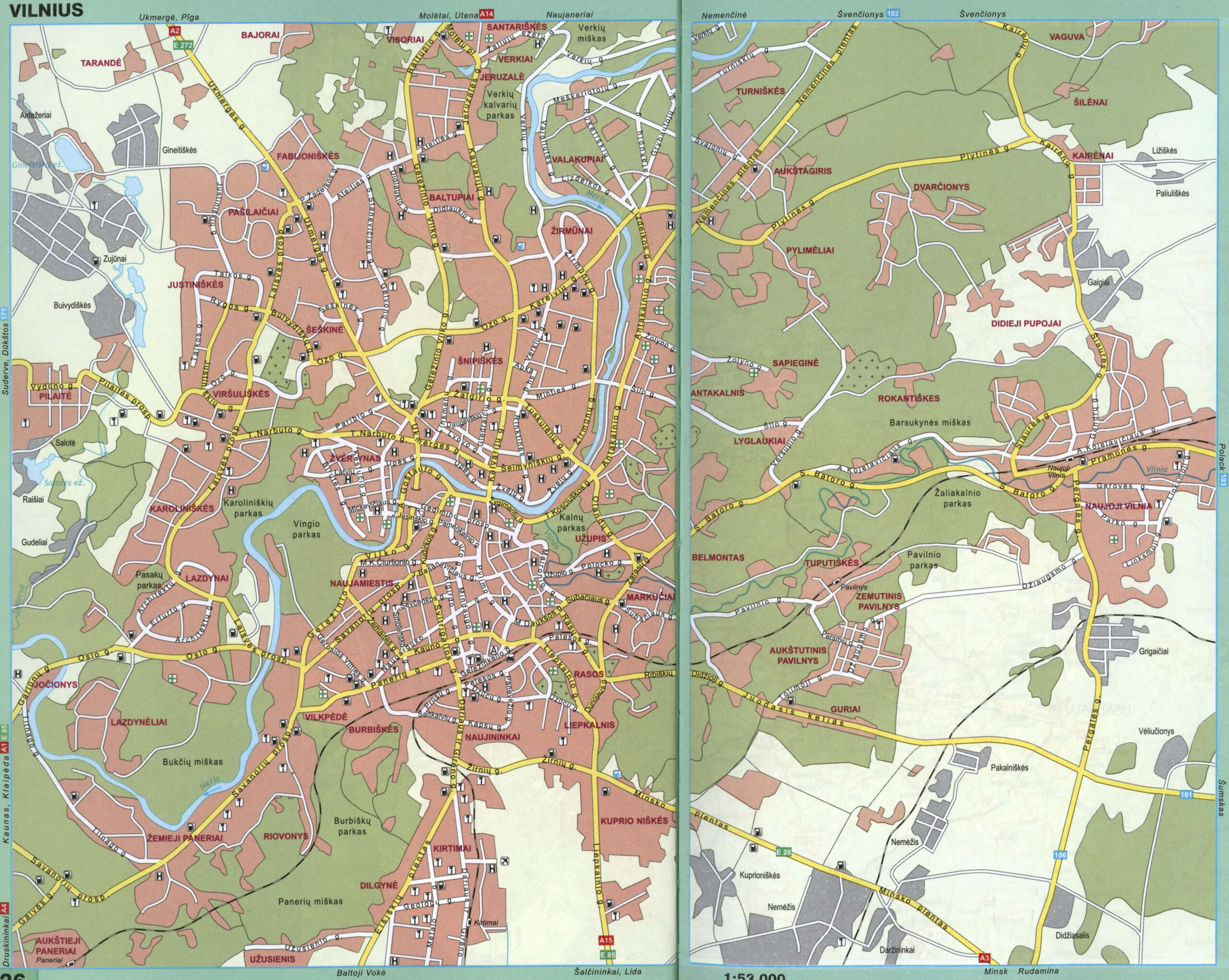 Vilnius city map with attractions. Tourist map of Vilnius. Printable map in PDF format - Maps of ...